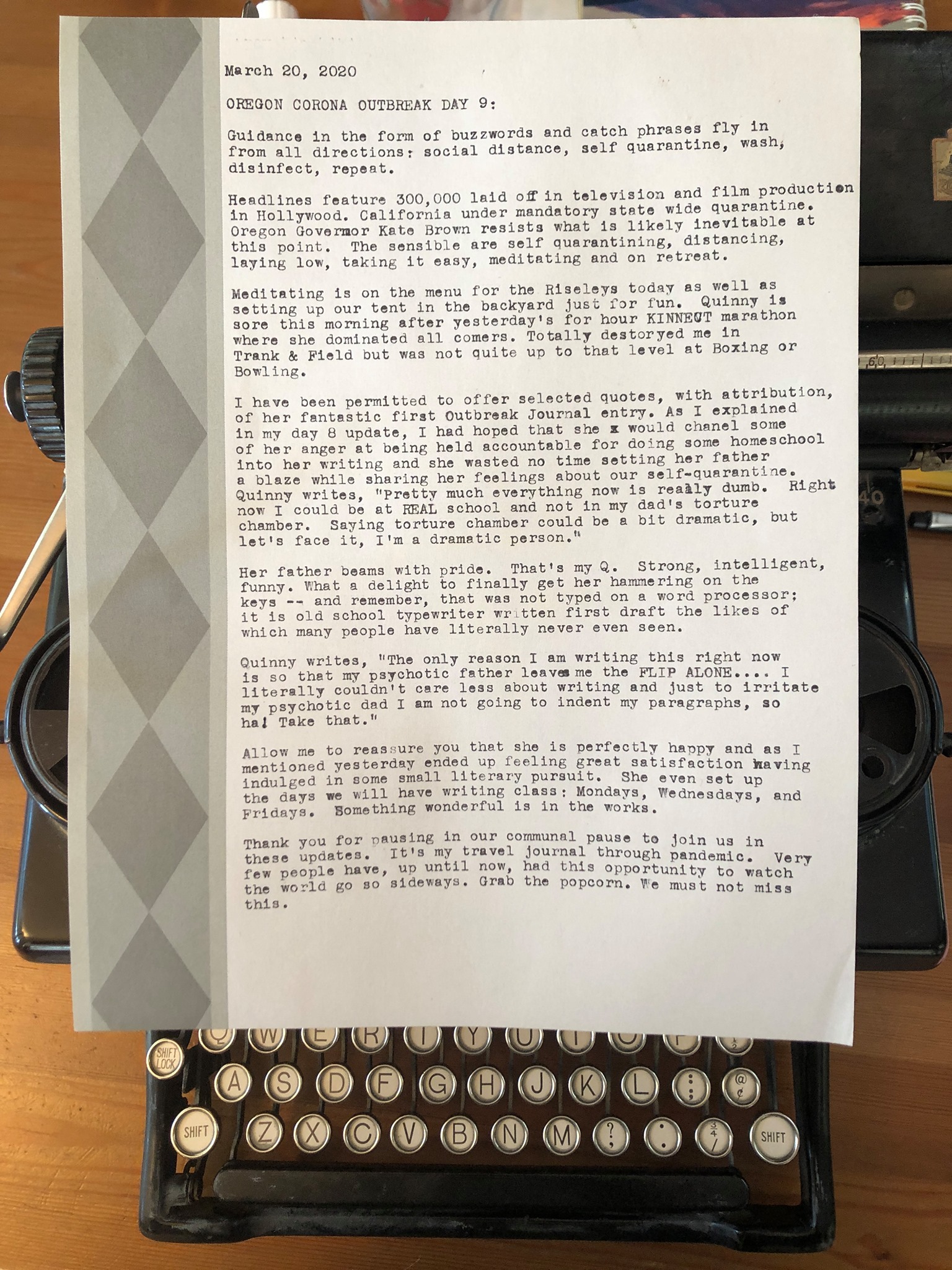 A Man and His Typewriter: The Chris Riseley Quarantine Diary - The ...