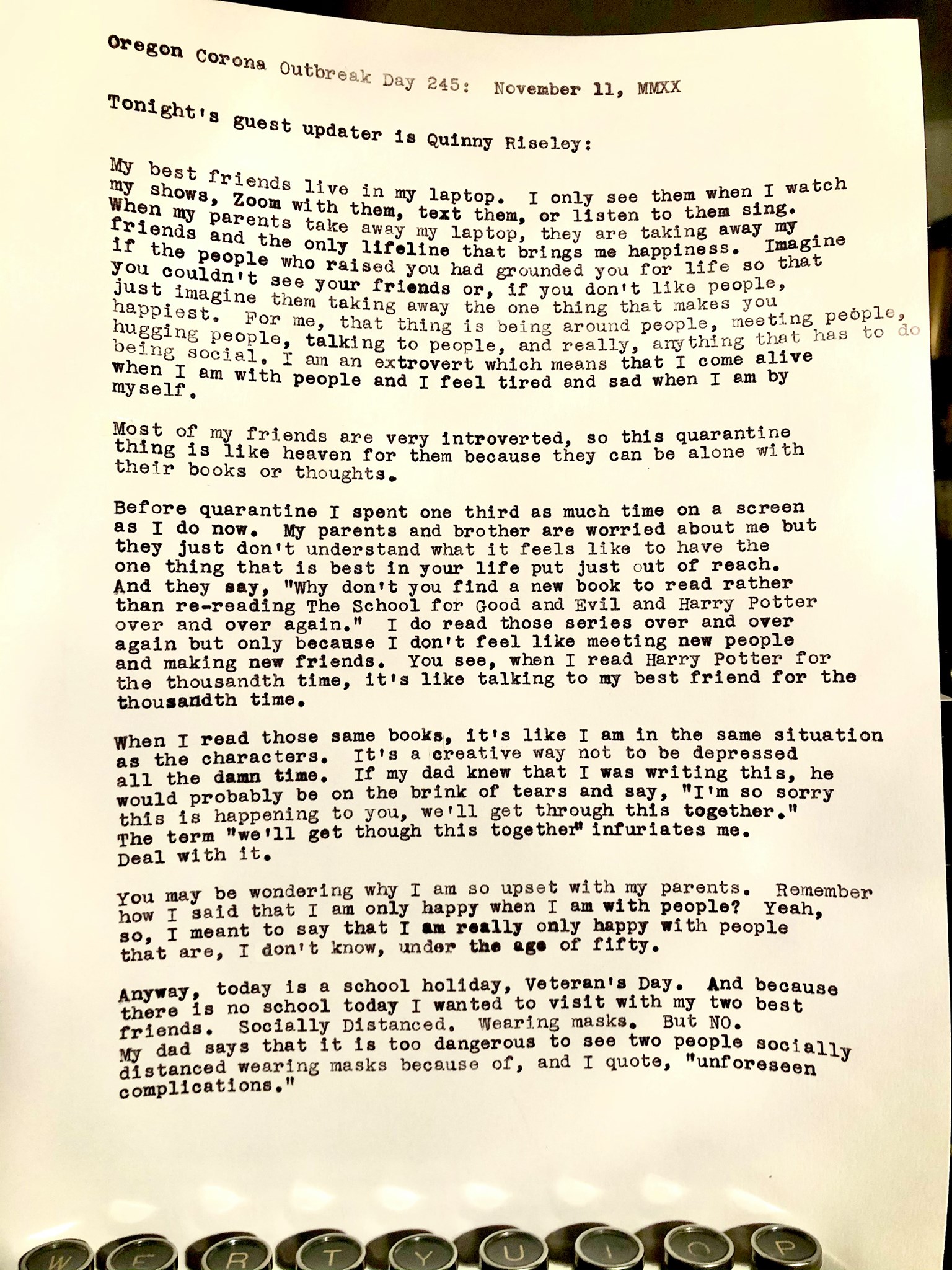 A Man and His Typewriter: The Chris Riseley Quarantine Diary - The ...